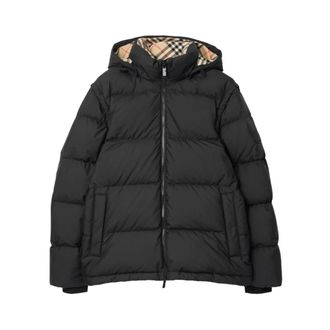 Burberry Schwarze Gepolsterte Abnehmbare Kapuzenjacke - - Jackets - Herren - Schwarzk - L