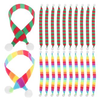 DOITOOL 40 St&uuml;ck Teiliges Mini Weihnachts-strickschal Bunte Rot-gr&uuml;ne Schals mit Bommel Vielseitige Xmas Doll Accessoires f&uuml;r DIY Schneemann Baumornamente und