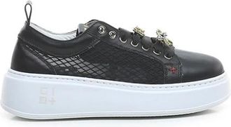 Gio+ Femme, Chaussures, Noir, Taille: 36 EU Baskets en cuir noir avec plateforme