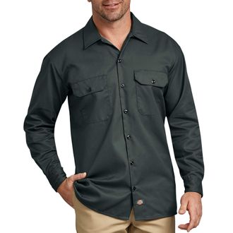 Dickies Herren Arbeitshemd Langarm Button Down Shirts, Hunter Green, XL