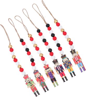 Hemobllo Teiliges Holzanhänger Weihnachtsdekoration mit Farbigen Walnuss Soldaten Robuste Holzperlen Girlande für Festliche Wohnraumgestaltung Langlebig und Ha