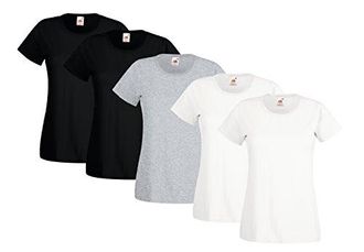 Fruit Of The Loom Valueweight Lot de 5 t-Shirts pour Femme, Multicolore (34), S