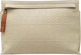 Loewe Sac pochette Pre-owned en toile - Femme - Pre-owned - Beige - Taille: ONE Size