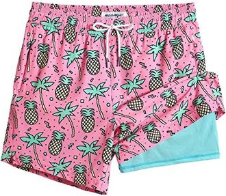 Maamgic Maillot de Bain pour Hommes avec Compression Short de Bain 2 en 1 | 5.5 Séchage Rapide Short de Natation décontracté Boardshorts avec Pantalon intérie