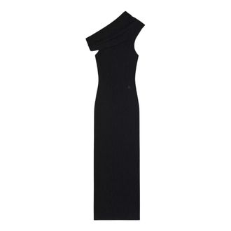 Courr&egrave;ges Schwarz gestreiftes Kleid mit asymmetrischem Ausschnitt - - Dresses - Damen - Schwarzk - XS