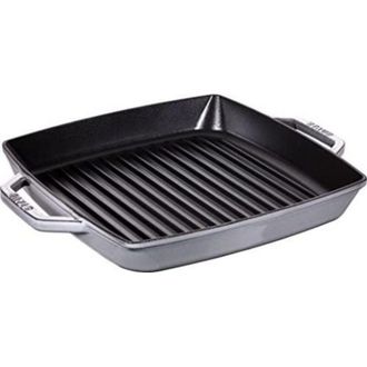Staub 40511 - 684 - 0 - Grillpfanne de, rechteckig mit zwei Griffen, 28 cm, Gusseisen, Farbe graphitgrau