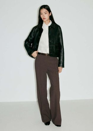 Mango Pantalon flare coutures marron moyen - Femme - 32 - MANGO