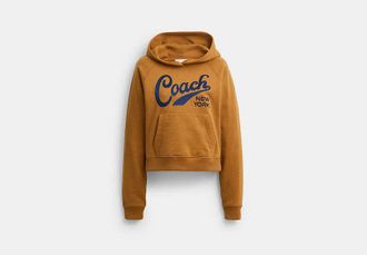 Coach Sportlicher Script-Hoodie f&uuml;r Frauen in Braun, Gr&ouml;&szlig;e Mittel | Baumwolle