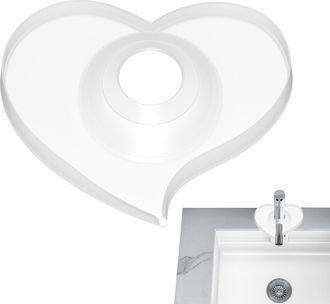 Generic Silikon-Waschbecken-Wasserhahnmatte - Wasserhahn Spritzschutz, Sp&uuml;lbecken Abtropfmatte | Schutz f&uuml;r K&uuml;chenarmaturen, Wasserabweismatte, Herzf&ouml;rmige Si