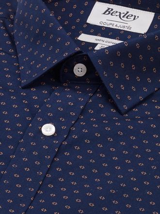 Bexley L&eacute;once - Chemise homme bleu marine et marron