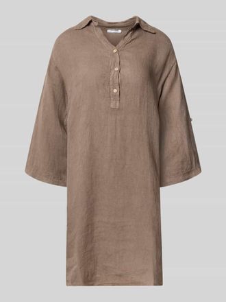 Zabaione Knielanges Leinenkleid mit Hemdblusenkragen Modell Li44ana