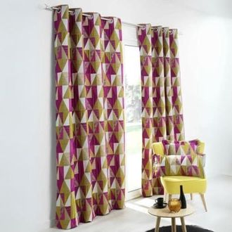 HOME MAISON Homemaison Design-Vorhang mit dreieckigen Motiven, 100% Polyester, Blickdicht, mit &Ouml;sen, Farbverlauf, f&uuml;r Schlafzimmer, Wohnzimmer, Fenster, 140 x 260