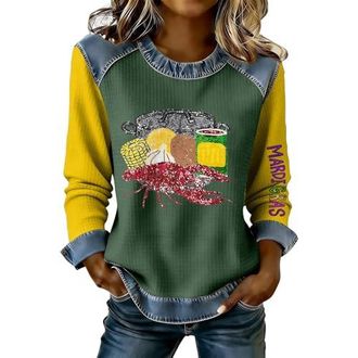 Generic Sweat-shirt &agrave; capuche &agrave; manches longues et col rond pour femme, Noir, 3XL