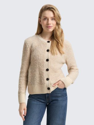 Tom Tailor Cardigan Pullover & Strickjacken Boucl&eacute; Cardigan mit Wollanteil