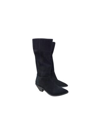 BA&SH black suede long western heeled boots Size 37
