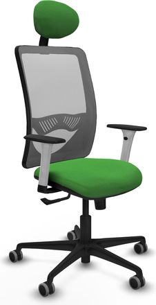 Piqueras y Crespo Moderner B&uuml;rostuhl Zulema mit wei&szlig;en und schwarzen Armlehnen, h&ouml;henverstellbarer Lendenwirbelst&uuml;tze und festem Kopfteil, ausgestattet mit 3 Positionen