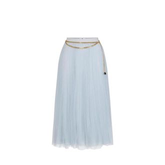 Elisabetta Franchi Femme, Jupes, Bleu, Taille: 40 FR Jupe en tulle avec ceinture bijou