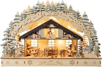 Saico Original LED Schwibbogen Schwibbogenwerkstatt Lichterbogen Holz Batterie- und Netzbetrieb