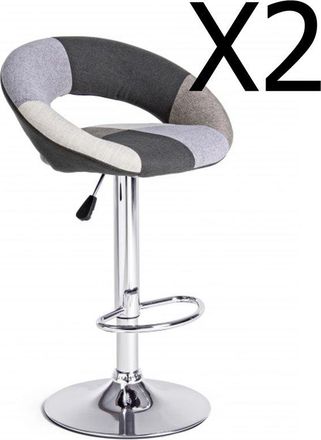 PEGANE Pegane - Lot de 2 tabourets de bar coloris Gris - l 55 x p 50 x h 80/100 cm