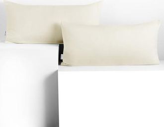 Decoking 2 Kissenbezüge 40x80 cm Jersey 100% gekämmte Baumwolle Reißverschluss Ecru Amber