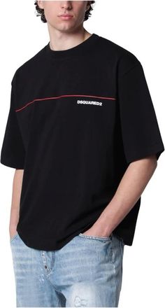 Dsquared2 Homme, Tops, Noir, Taille: S Rebel Tags Loose Fit T-shirt