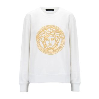 Versace Besticktes Crewneck-Sweatshirt - - Sweatshirts & Hoodies - Damen - Wei&szlig; - L