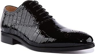 Justinreess England Andre Chaussures Richelieu &agrave; Lacets en Cuir Croco pour Homme, Noir 1/3 (EU 42)