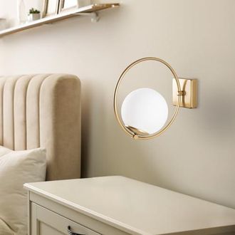 Opviq Elegant Gold Wall Lamp, Metal Body, 15 x 31 x 28 cm | E27 Socket, Max 40W | Stylish Lighting for Modern Home Decor, IP20 Rated