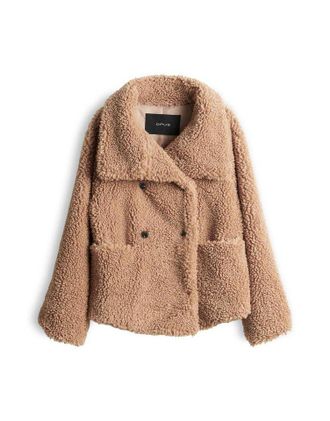 OPUS Cabanjacke Halko mit flauschiger Oberfl&auml;che Gerader Schnitt mit Raglan&auml;rmeln und zweireihiger Knopfleiste