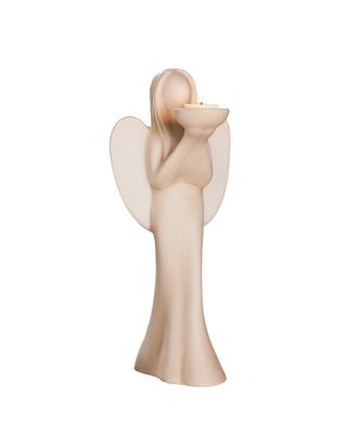 Gilde Deko Figur Engel Luciane Teelichthalter aus Keramik - Engelleuchter f&uuml;r Teelicht - Dekoration Tischdeko Geschenk - Farbe: Creme/Weiss H&ouml;he 36,5 cm