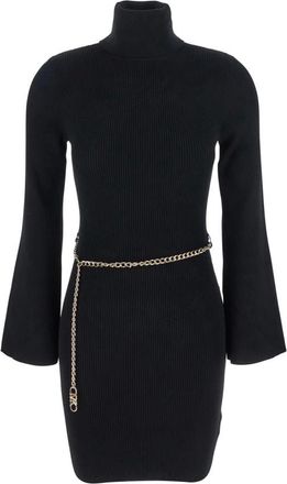 Michael Kors Femme, Robes, Noir, Taille: 38 FR Mini Robe Noire avec Ceinture Chaîne