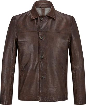 Milestone Herren Lederjacke braun Lammnappa unifarben