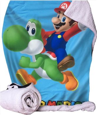 Nemesis Now Super Mario Überwurf, Mario und Yoshi, 100 x 150 cm, Blau