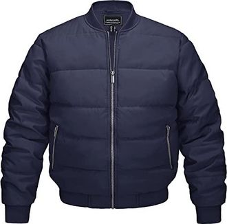 KEFITEVD Veste D&eacute;contract&eacute;e pour Hommes Doubl&eacute; Coupe-Vent Manteaux Dhiver Chaude avec 2 Poches Zipp&eacute;es,Bleu Marine,XL