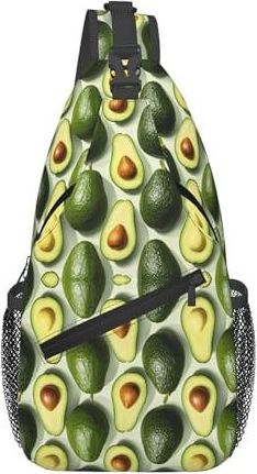 Generic Durable Sacoche Bandouliere Motif avocat vert Sacs &agrave; Bandouli&egrave;re Multifonction Sling Sac &agrave; Dos pour Cyclisme &eacute;cole Homme