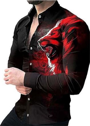 Generic Chemise À Imprimerie Animale pour Hommes Couche À Manche Décontractée Chemise À Manches Longues