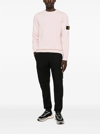 Stone Island Signature Compass Patch Crew Neck Sweater - Pink