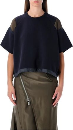 sacai Femme, Tops, Bleu, Taille: 40 FR T-shirt oversize en coton technique