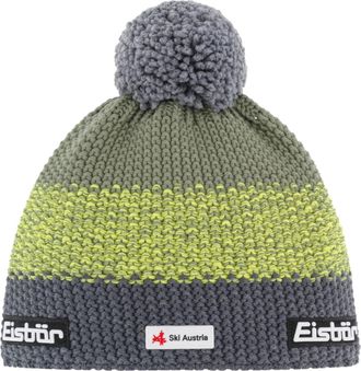 Eisbär Star Pompon Ski Austria Mütze Mehrfarbig - Exklusive Wintermütze mit Merino-Mix, Dreistreifen-Design & Kuschelfleece & Bommel, Skimütze - Offizielles 