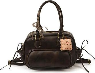 Generic Sac &agrave; main en polyur&eacute;thane pour femme - Automne et hiver - Avec pendentif - Plusieurs poches - Pour voyage, shopping, usage quotidien, caf&eacute;, 9.84x6.89