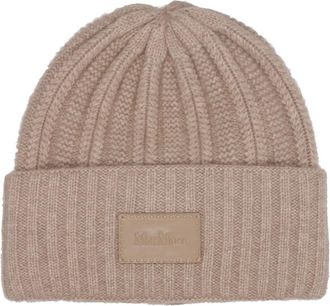 Max Mara Femme, Accessoires, Beige, Taille: ONE Size Chapeau Beige en cachemire avec côtes anglaises