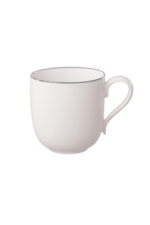 Villeroy & Boch Kaffeebecher Grey Lines, Grau, Wei&szlig;, Keramik, 350 ml, 12x8x9 cm, Kaffee & Tee, Tassen, Kaffeebecher