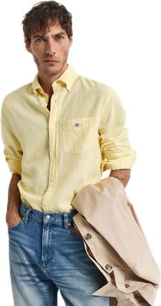 GANT Herren REG Cotton Linen Shirt Hemd, Banana Yellow, 4XL