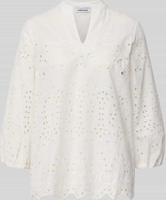 More & More Regular Fit Bluse mit Lochstickerei