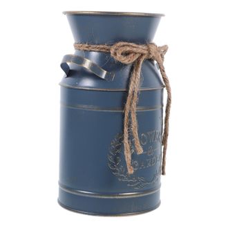 Cabilock Rustikaler Metall-blumentopf Mit Doppelgriffen Vintage Verzinkter Blumen-Eimer Dekorative Pflanzkanne F&uuml;r Getrocknete Blumen Balkon Wohnzimmer B&uuml;ro La