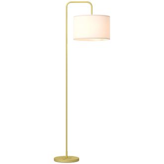 HOMCOM Stehleuchte Stehlampe Wohnzimmer moderner Stil Stehlampe mit Lampenschirm in Leinenoptik und Schalter f&uuml;r Wohnzimmer und Schlafzimmer 163,5 cm gold un