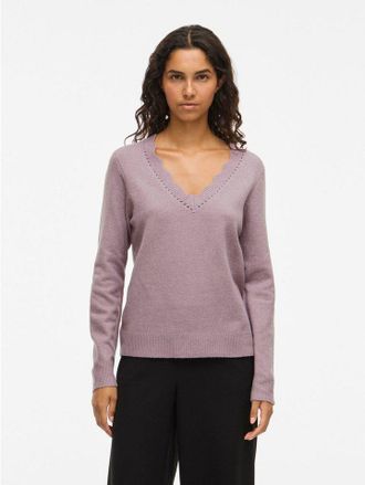 Vila V-Ausschnitt-Pullover VINIKOLINA V-NECK L/S KNIT TOP - NOOS