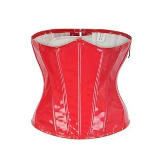 Generic Body gainant pour femme en PVC rouge somptueux avec armatures sous la poitrine, Rouge, L