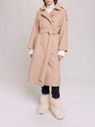 Maje Langer Mantel Aus Wollmischgewebe - Beige - Gr&ouml;&szlig;e 34 - Maje