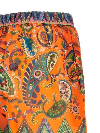 Etro Floral Paisley Ramie Shorts - Orange